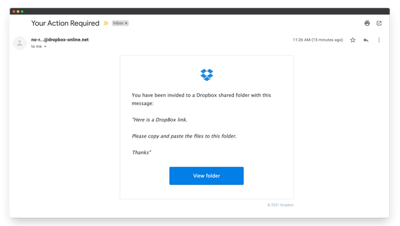 Google Phishing Email Example | Hook Security