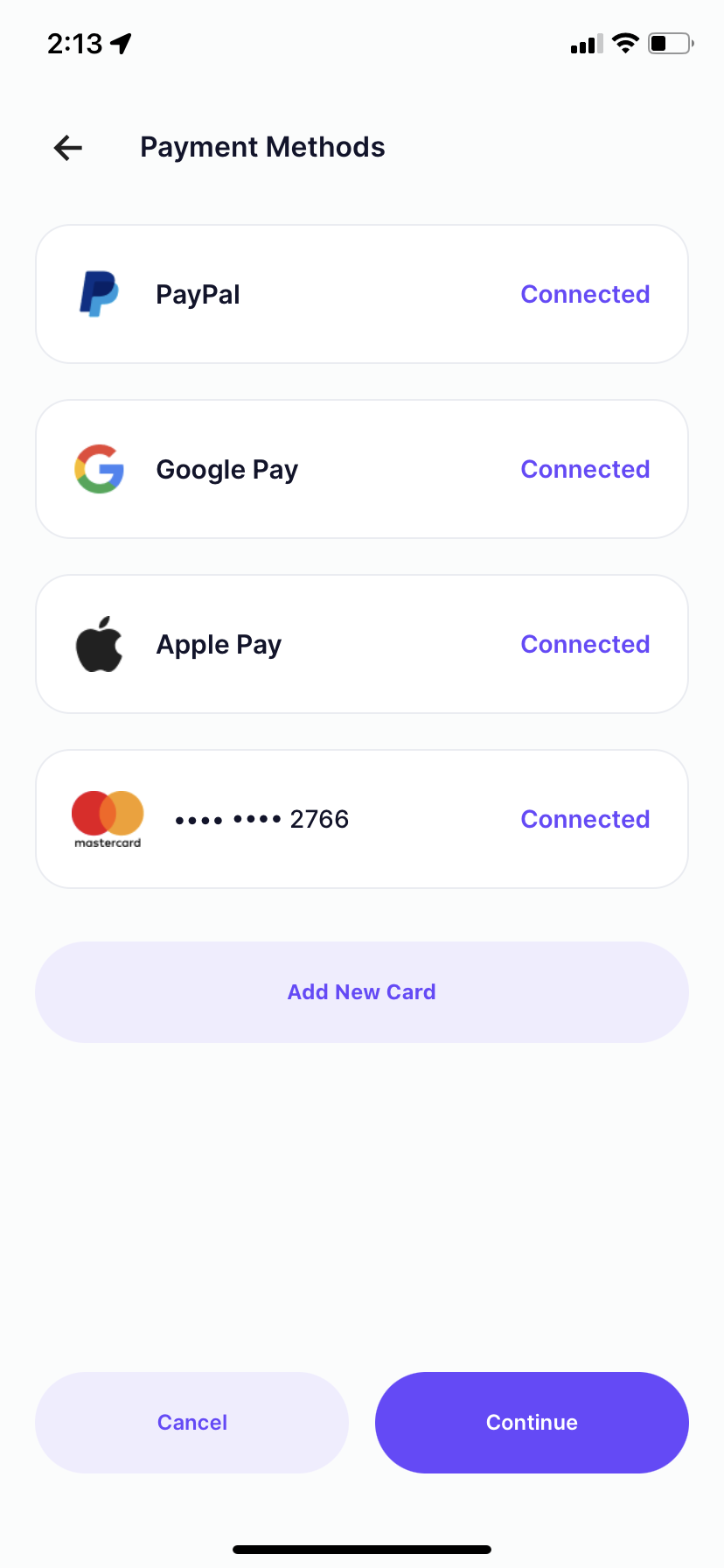 Payment Method | Draftbit Example Screens