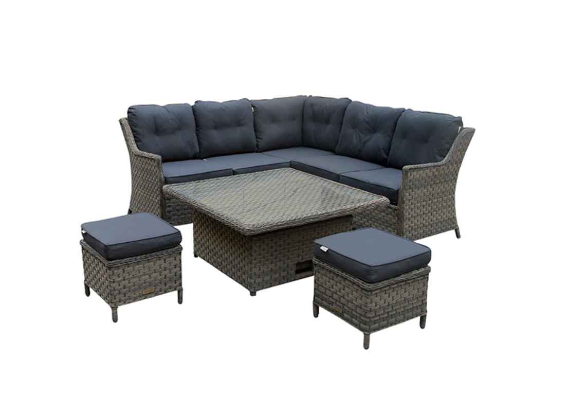 Corfu Petite Corner Dining Set with Stools