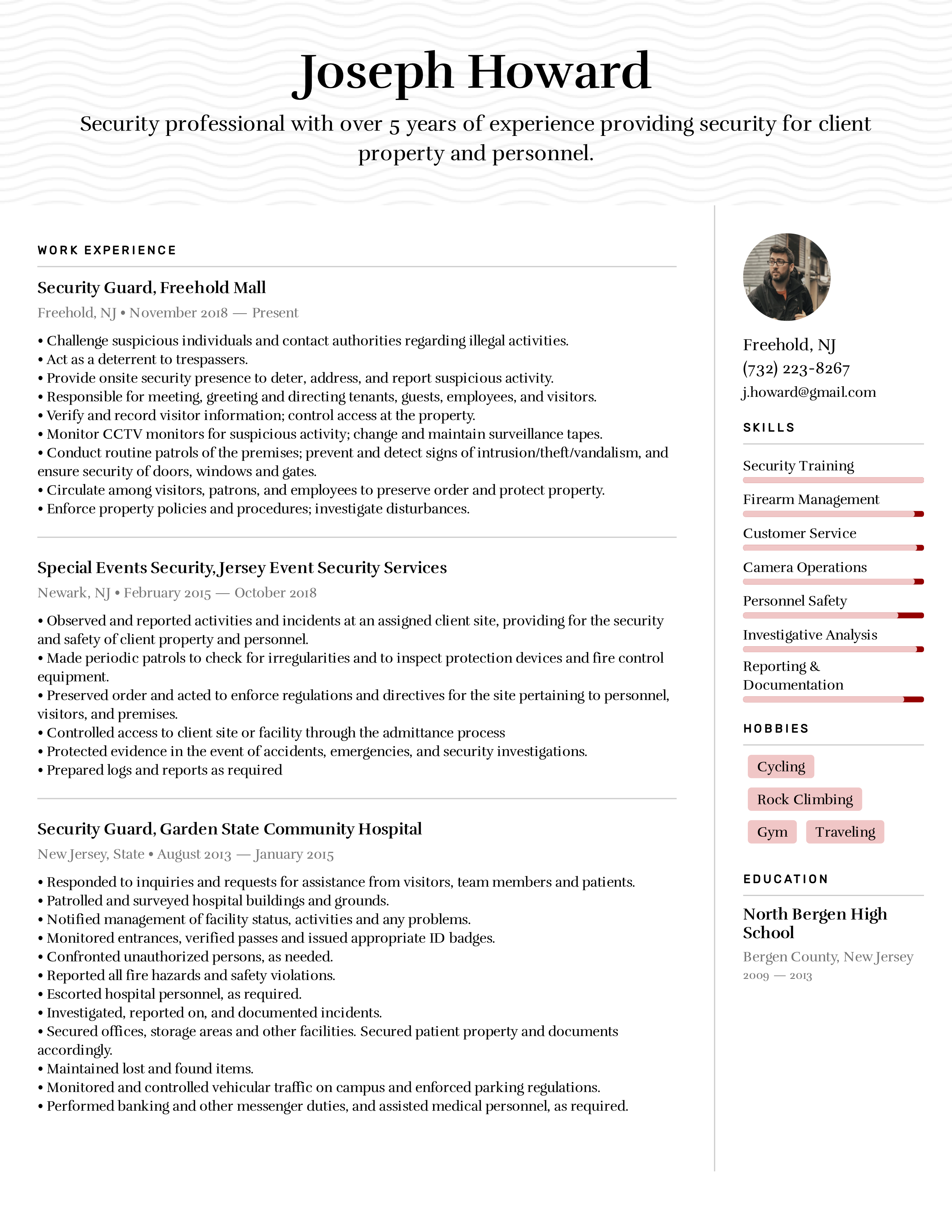 Security Guard Resume Example Writing Tips For 2022 2023 
