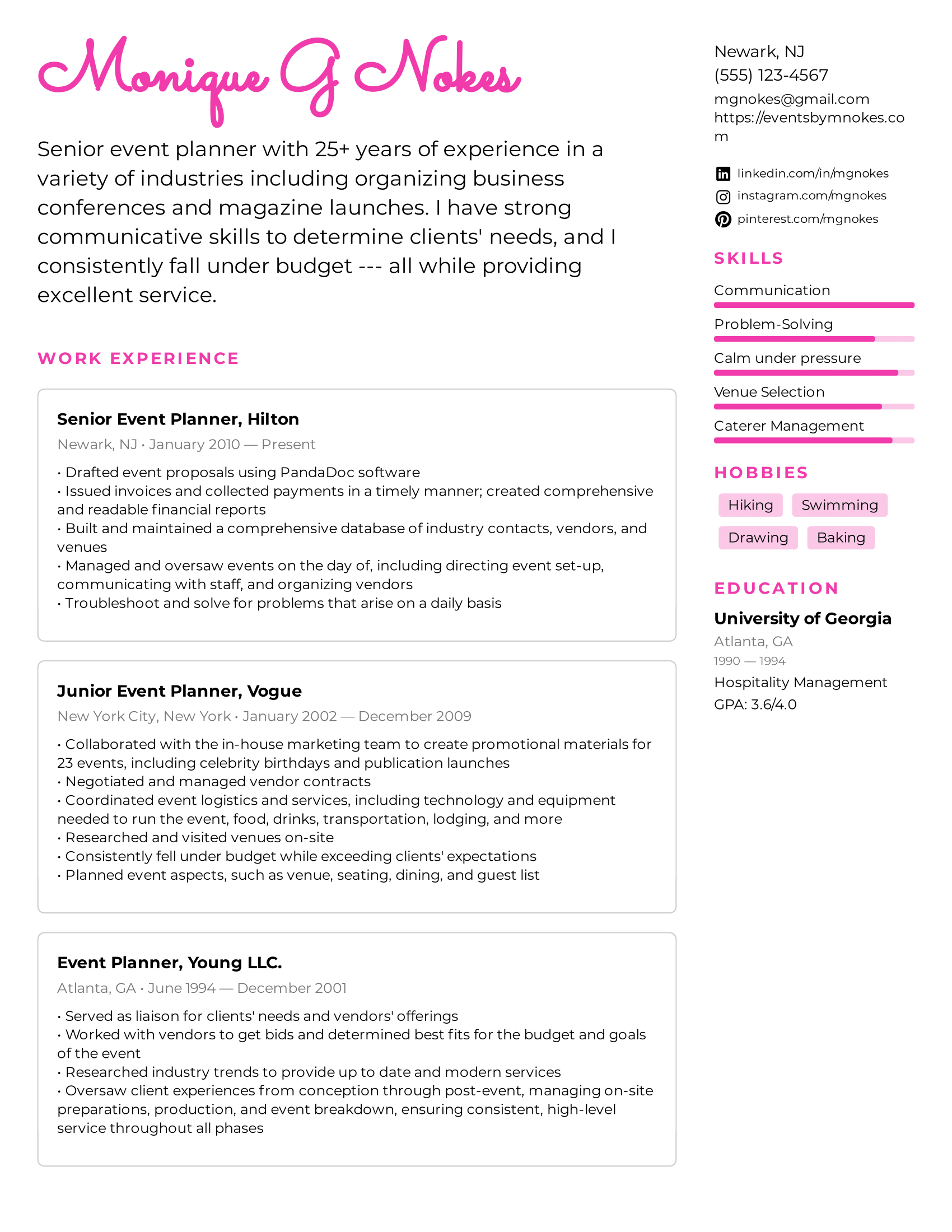 Event Planner Resume Example Writing Tips For 2022