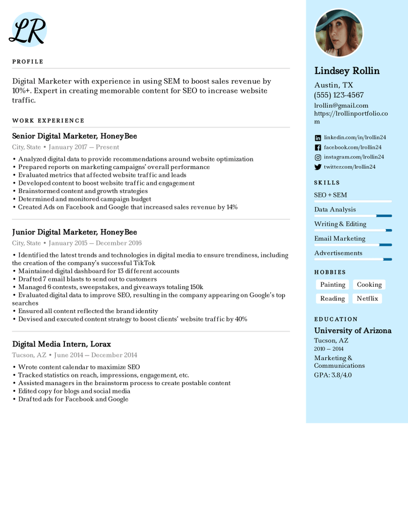 Digital Media Marketer Resume Example & Writing Tips for 2022