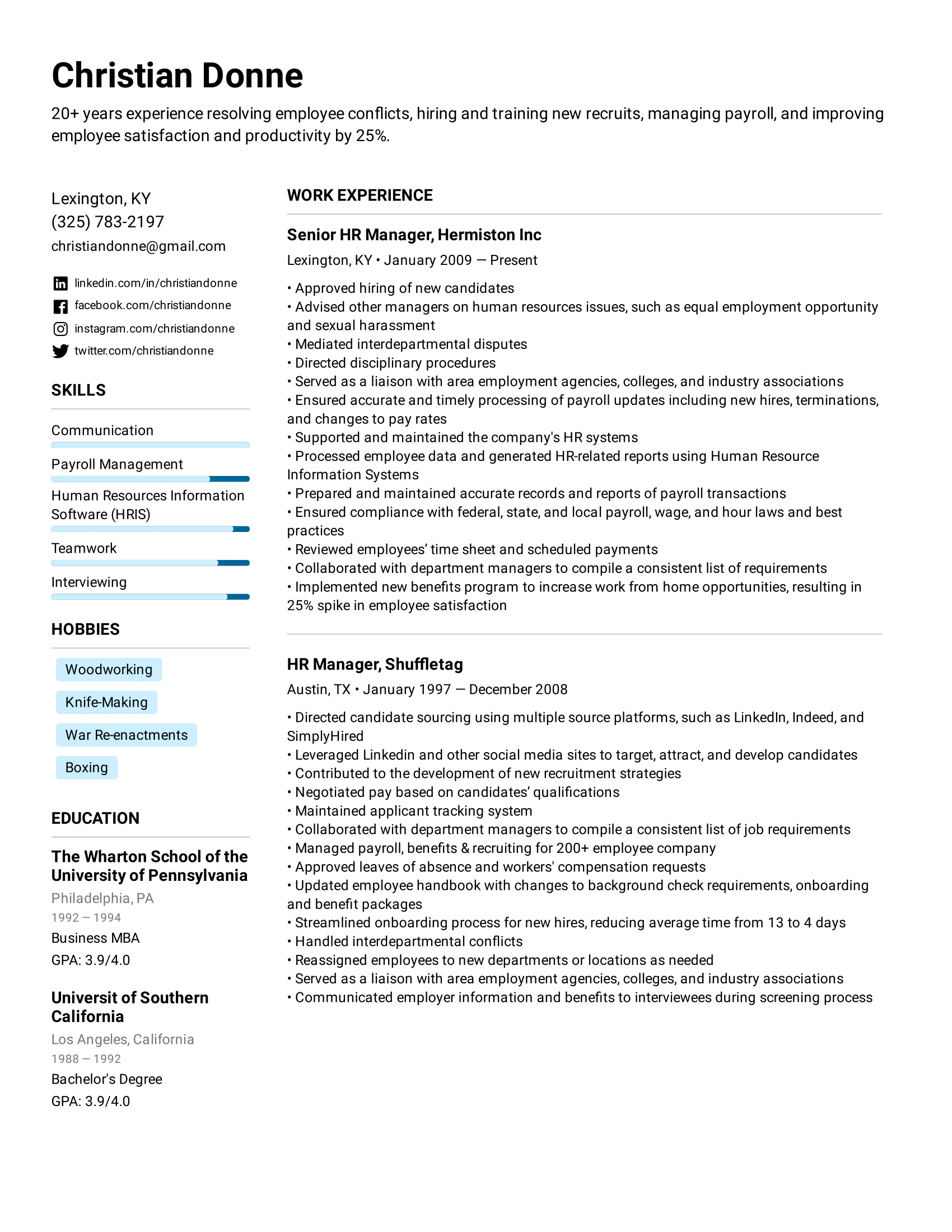 Hr Manager Resume Etslepuingpogh