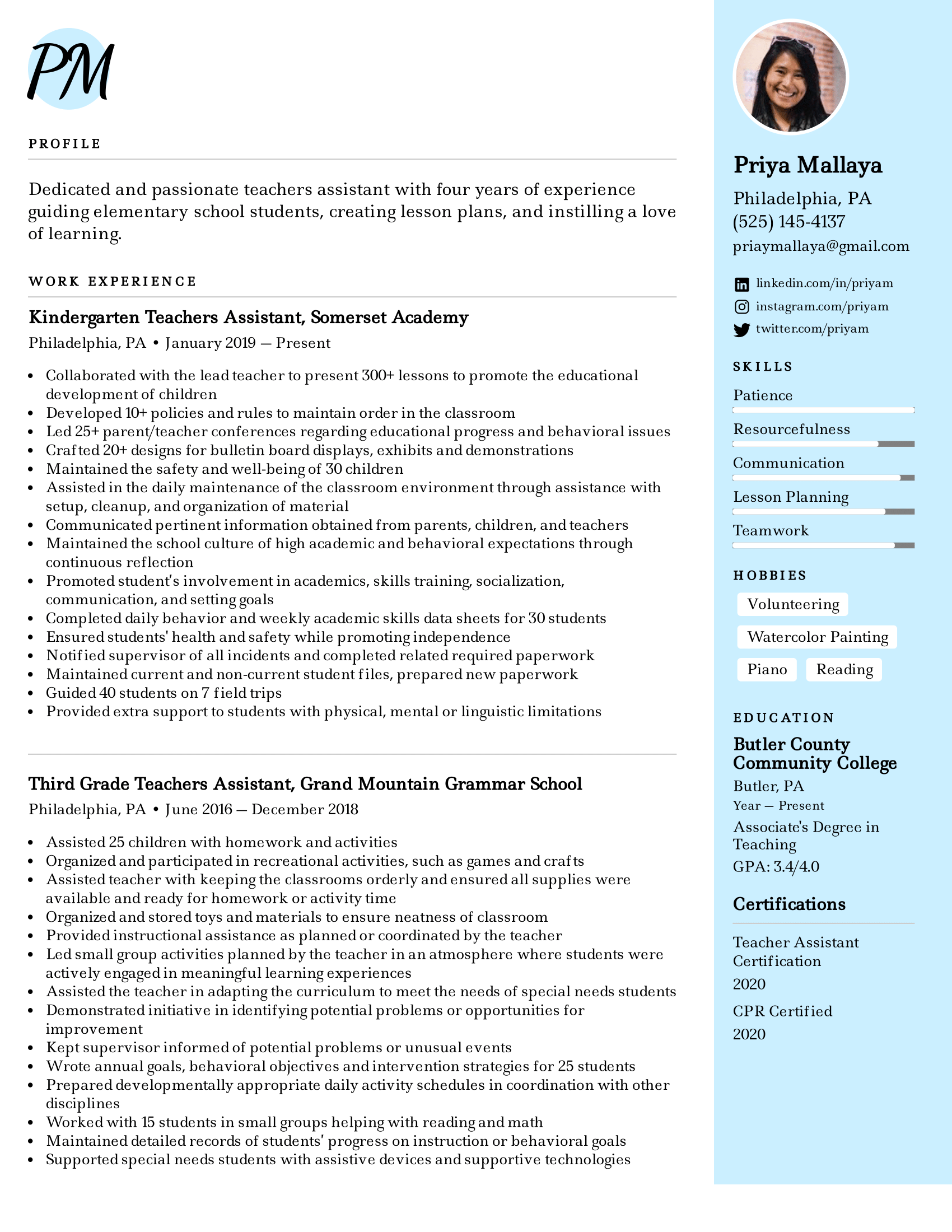 Teachers Assistant Resume Example Writing Tips For 2022