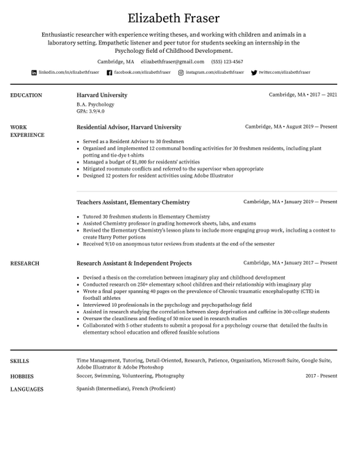One Column Resume Templates Formats For 2022 Easy Resume