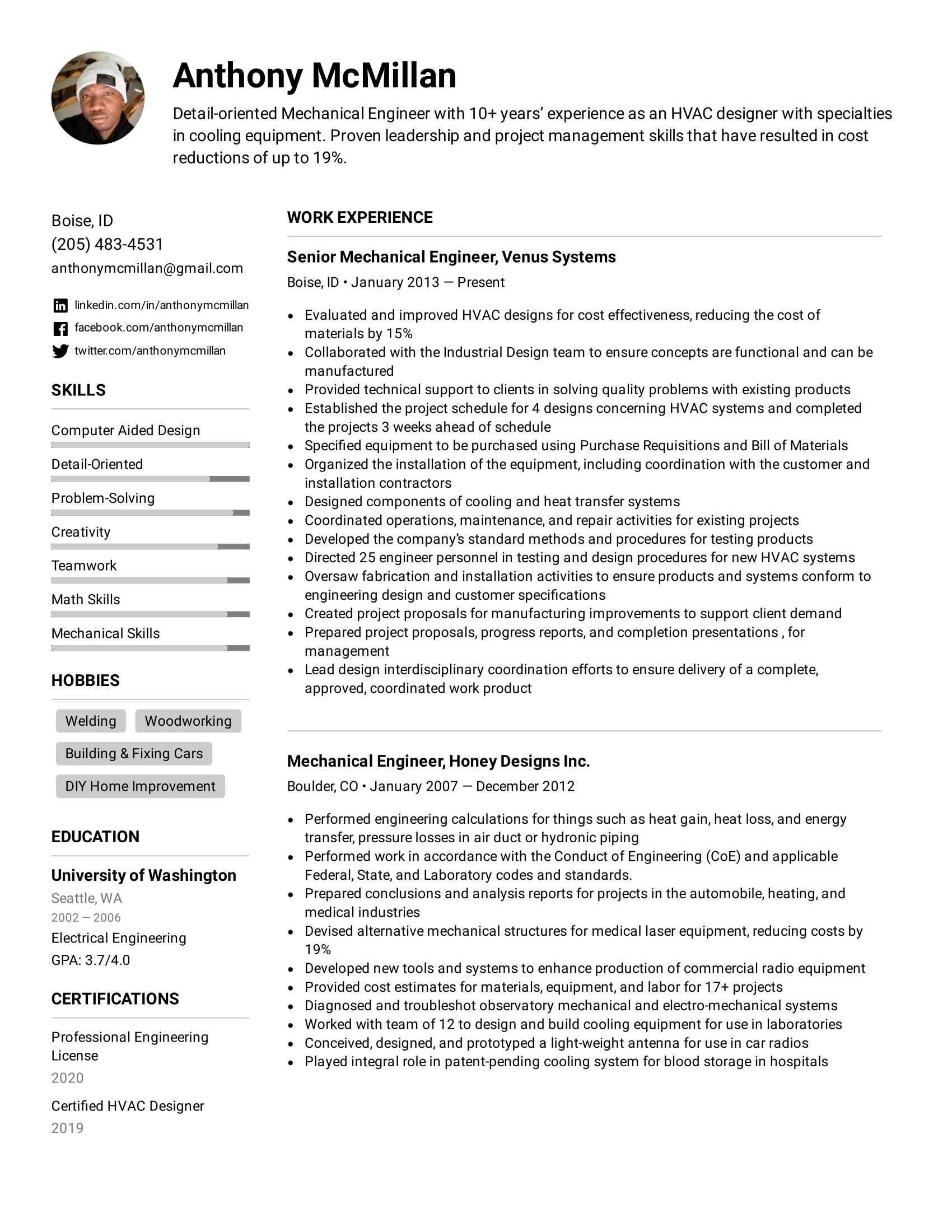 Mechanical Engineer Resume Example Writing Tips For 2022