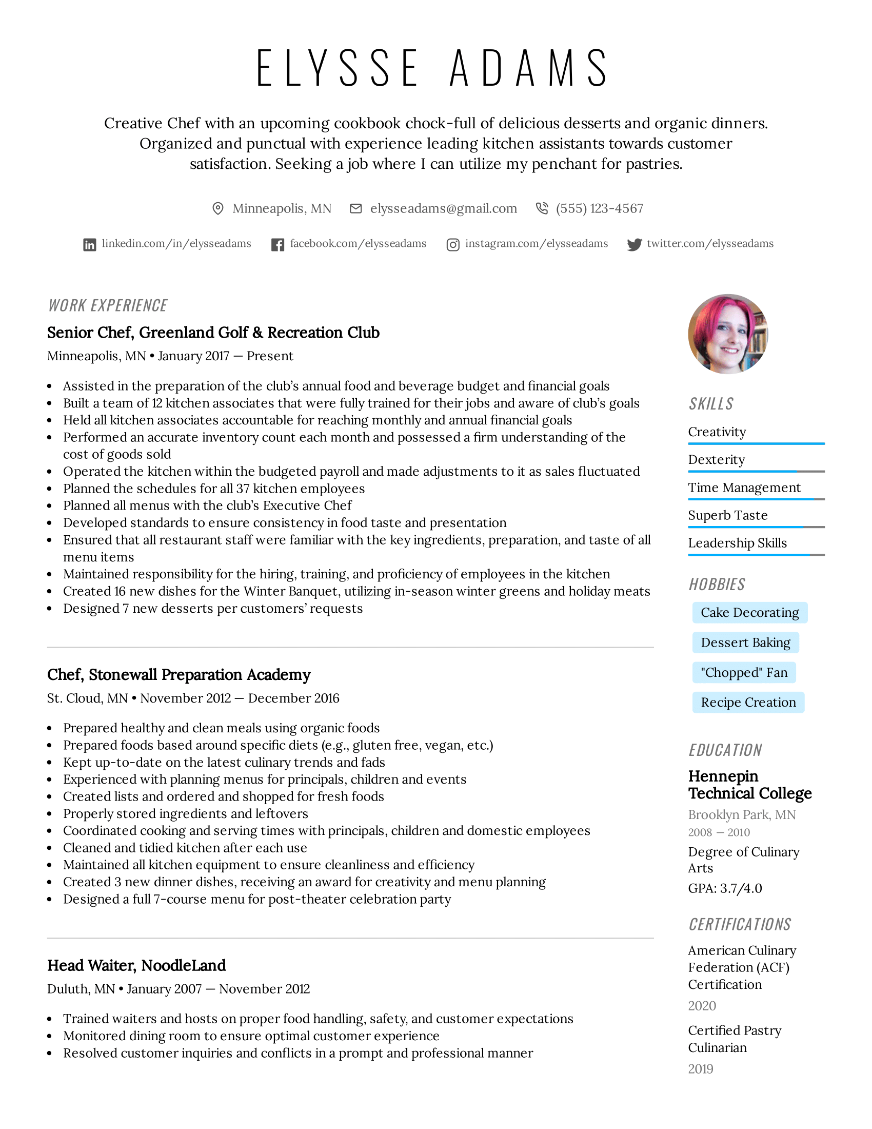 Top 49 Chef Cv Template Word Update Ecurrencythailand