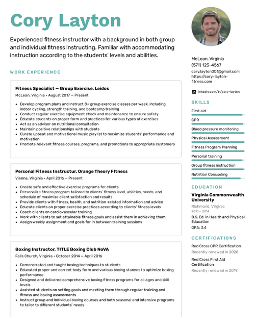Fitness Instructor Resume Example & Writing Tips for 2022