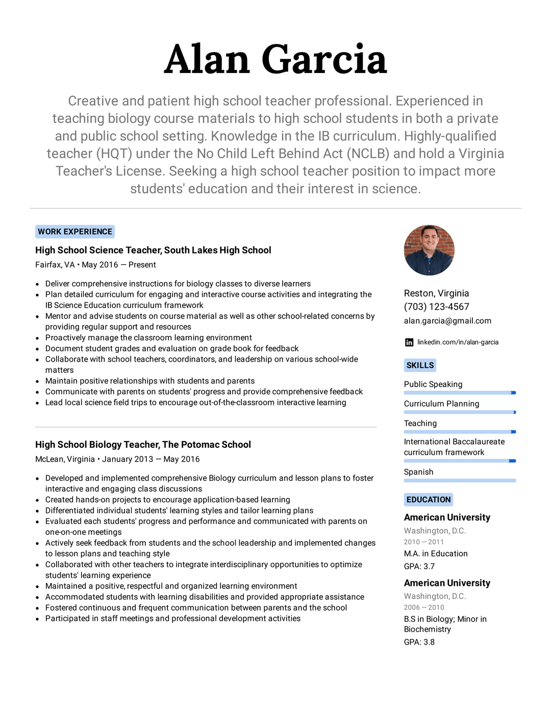 High School Teacher Resume Example & Writing Tips for 2022
