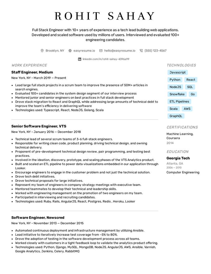 Full Stack Developer Resume Example Writing Tips For 2021 Riset