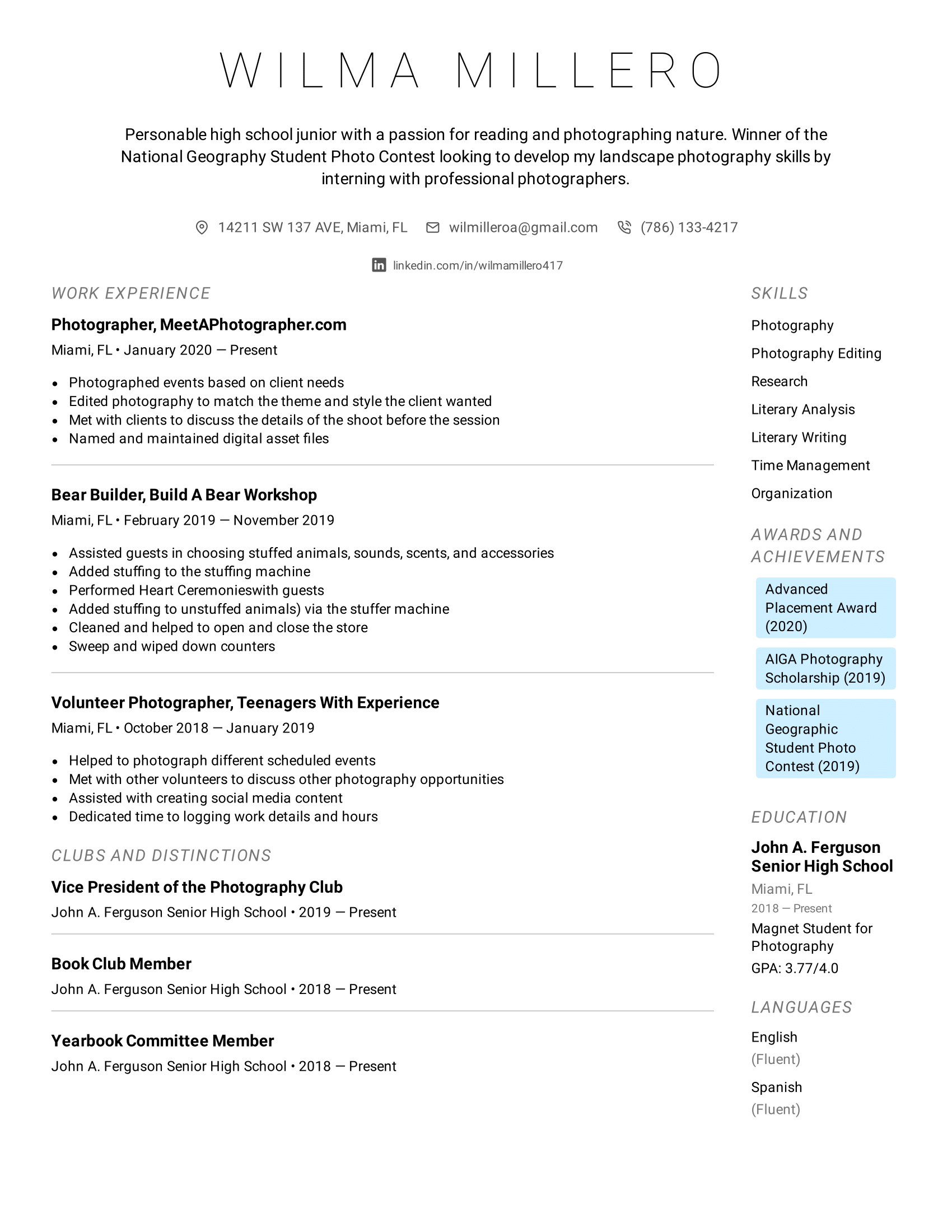 High School Student Resume Example Writing Tips For 2022