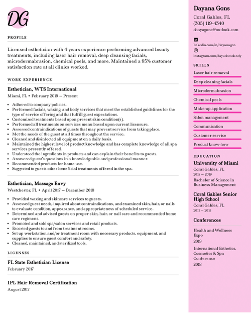 Esthetician Resume Example & Writing Tips for 2022