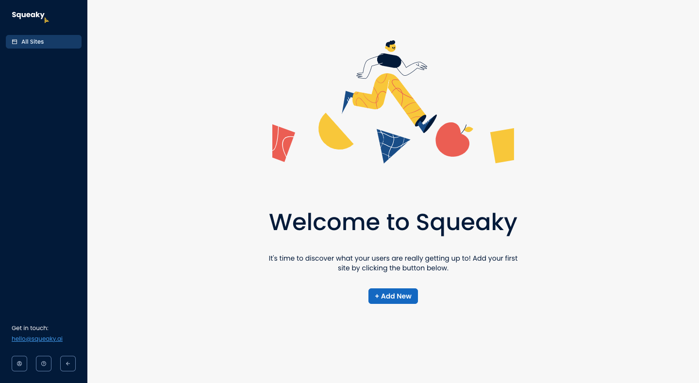 Squeaky Welcome screen - SaaSFrame