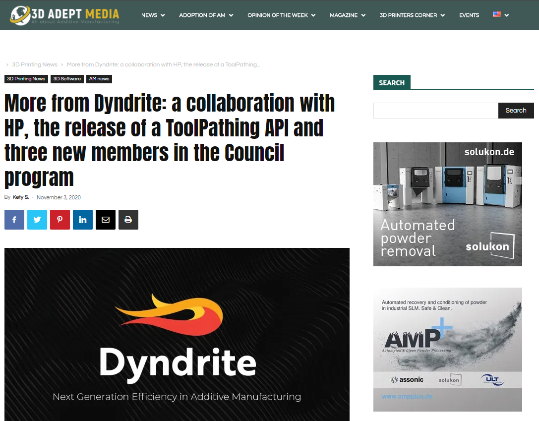 3D Adept - More from Dyndrite: a collaboration with HP, the release of a ToolPathing API and ...