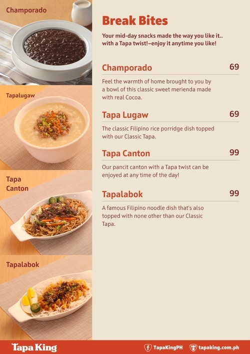Tapa King Menu