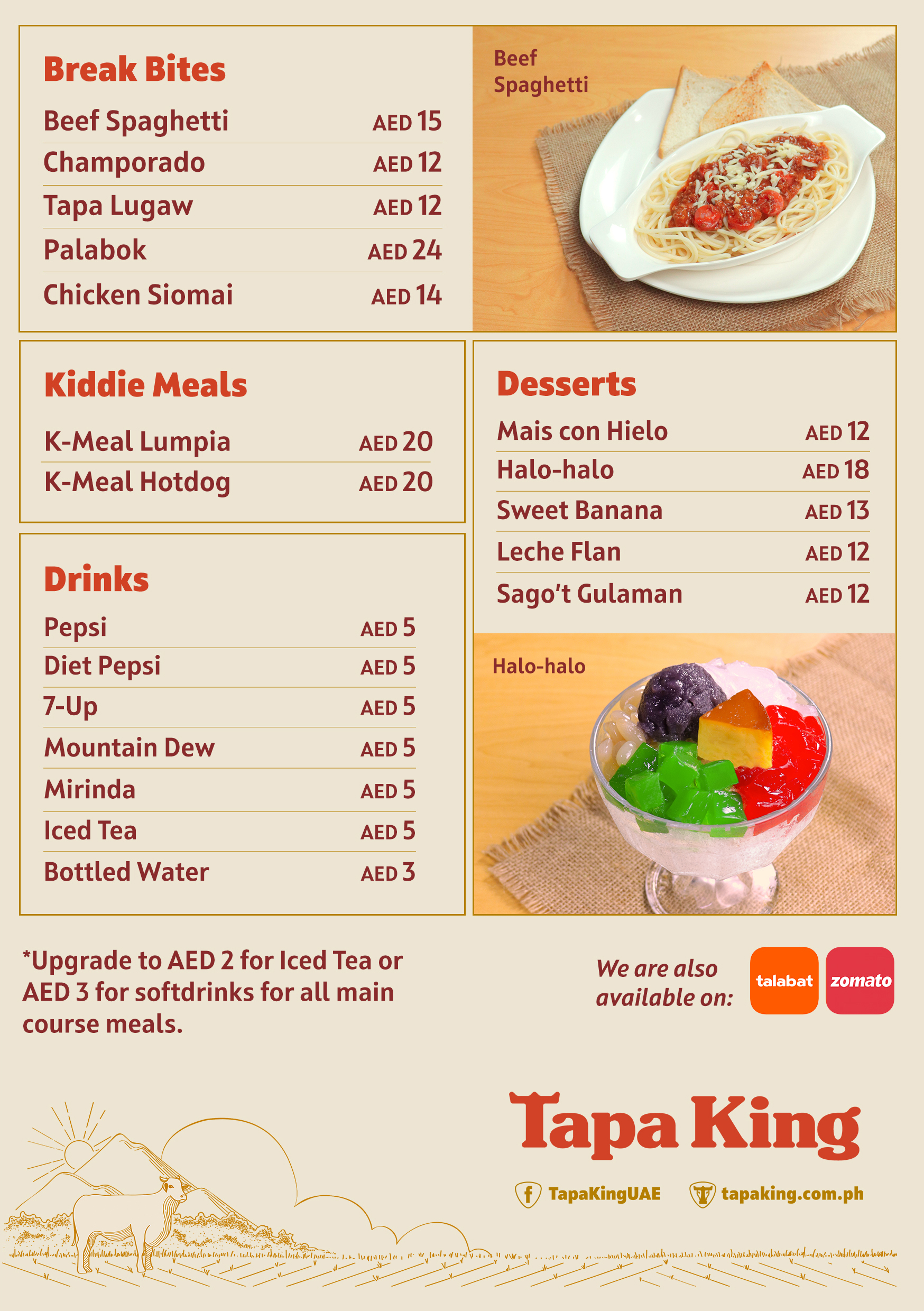 Tapa King UAE - Menu
