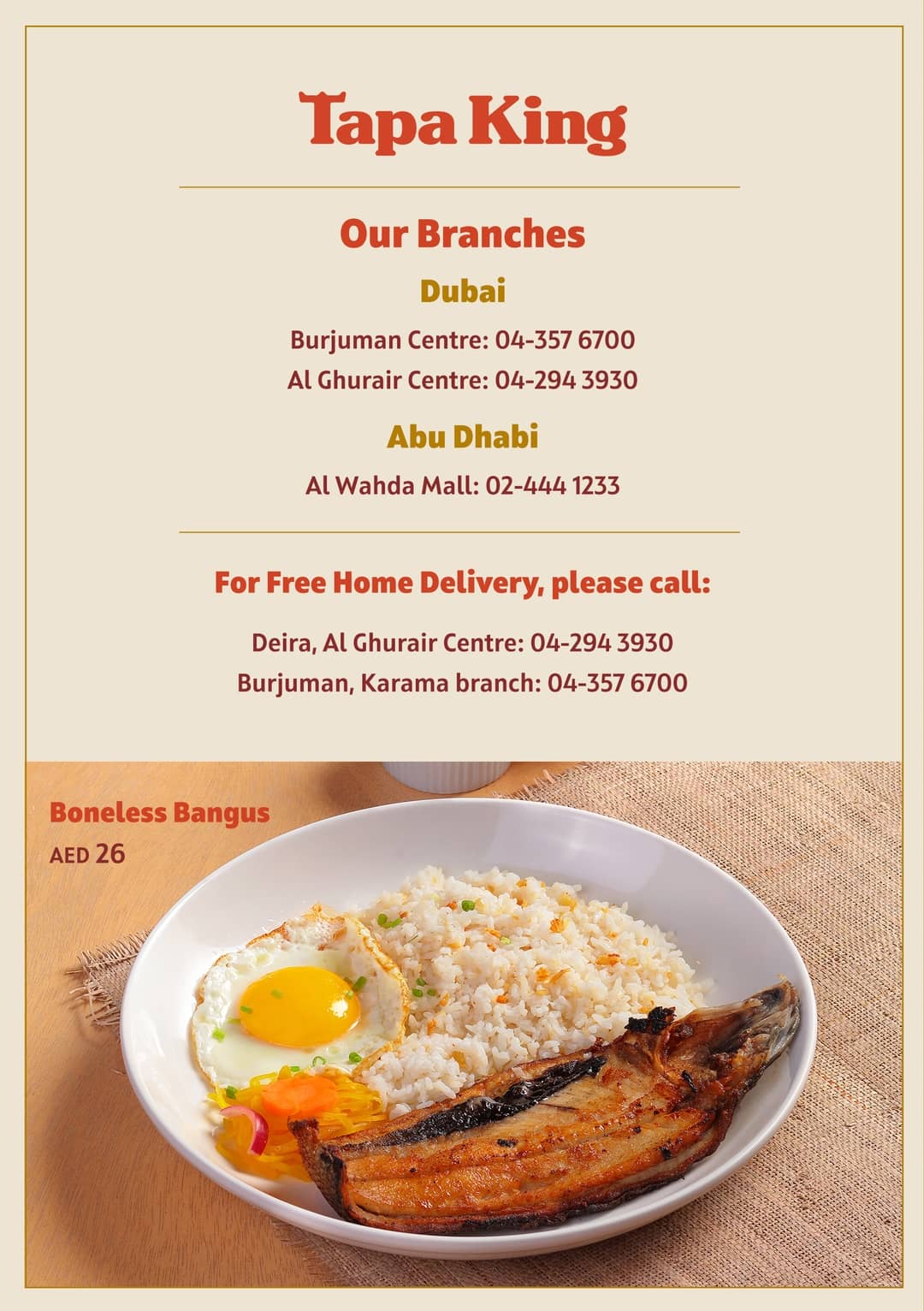 Tapa King UAE - Menu