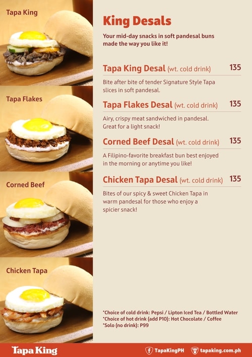 Tapa King Menu