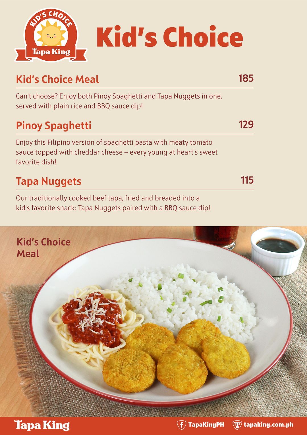 Tapa King Menu
