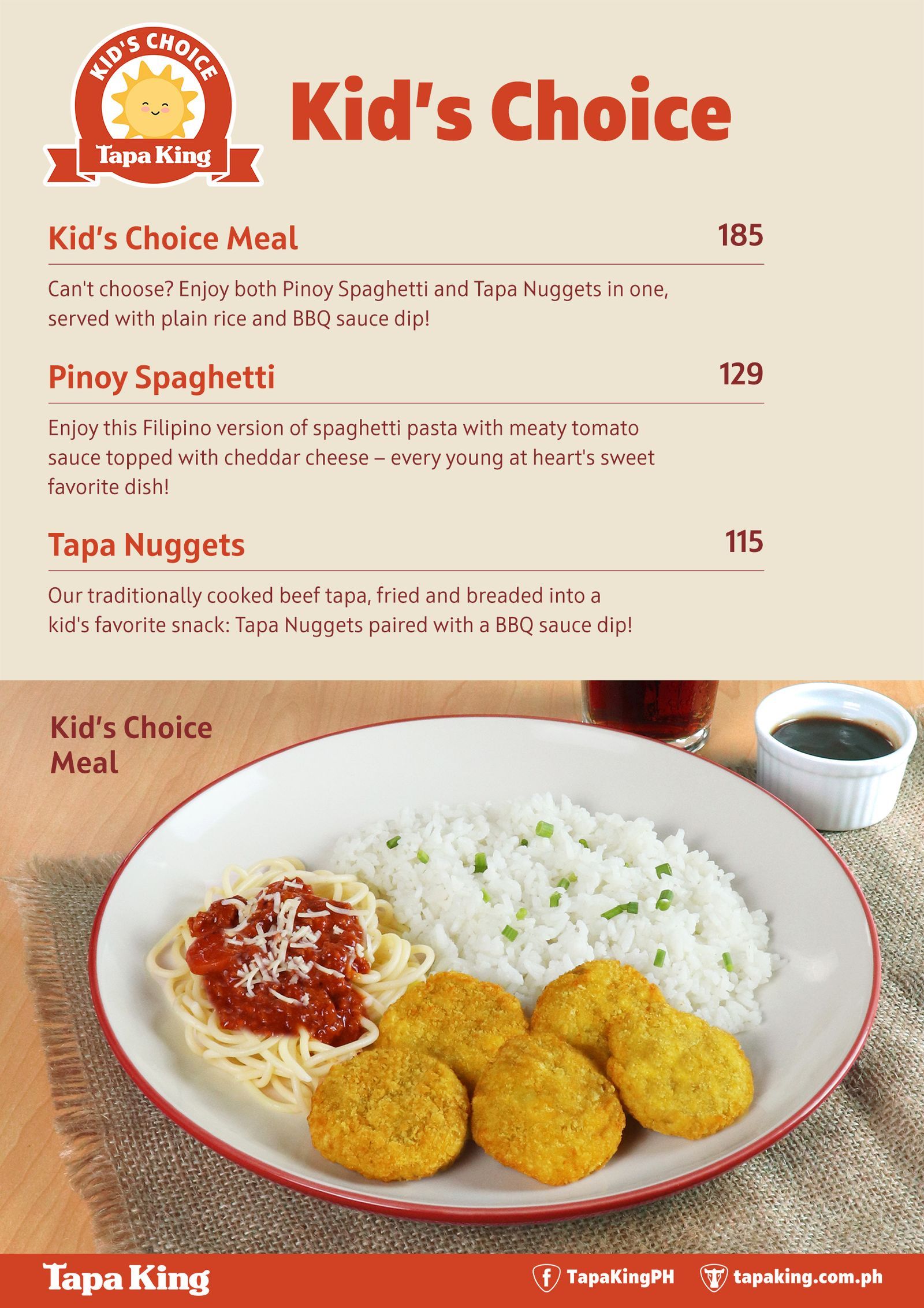 Tapa King Menu