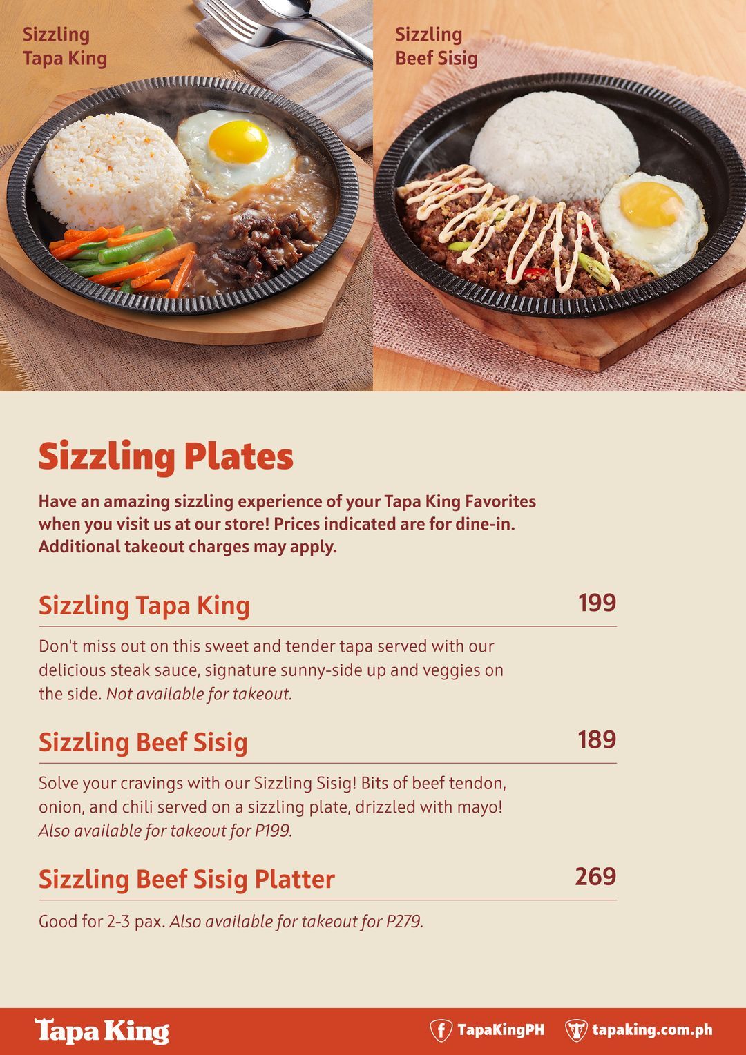 Tapa King Menu