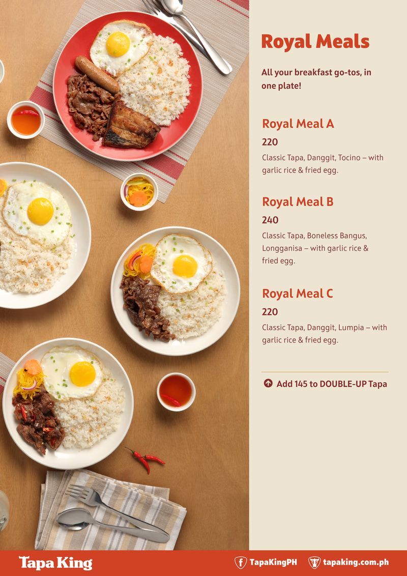 Tapa King Menu