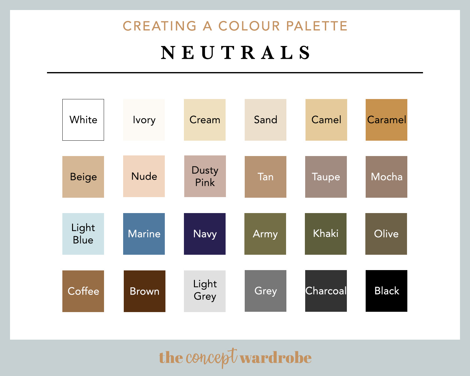 Step 4 Create A Colour Palette The Concept Wardrobe
