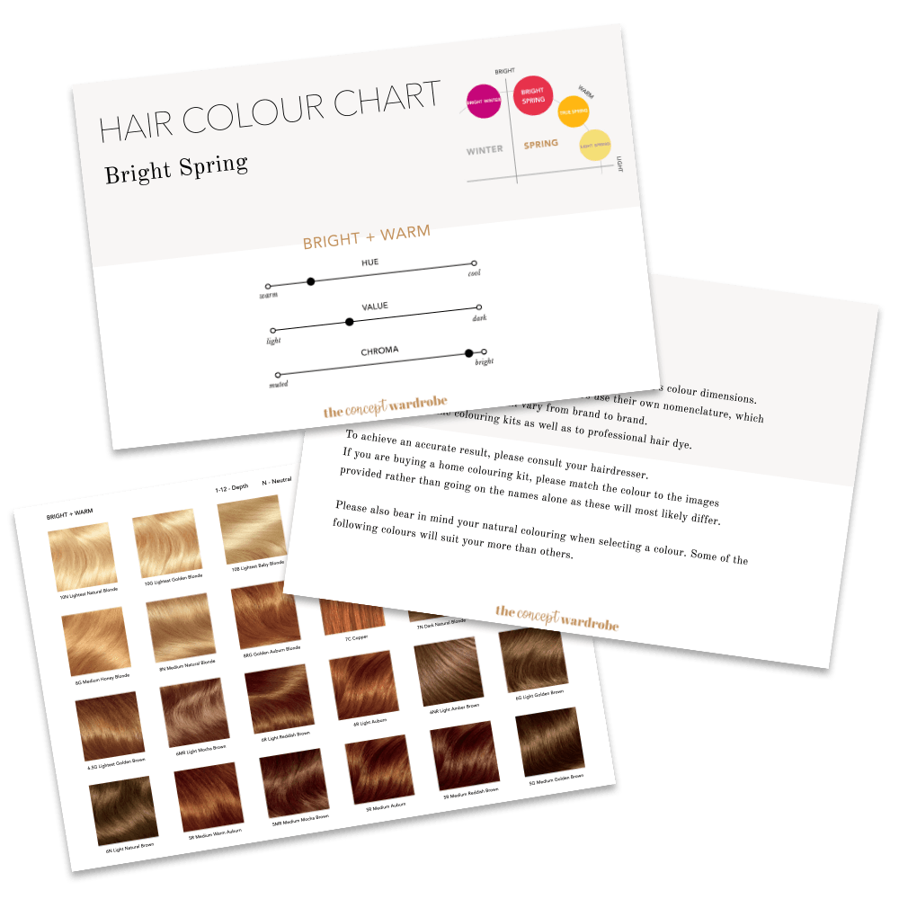 Bright Spring Hair Colour Chart | the concept wardrobe