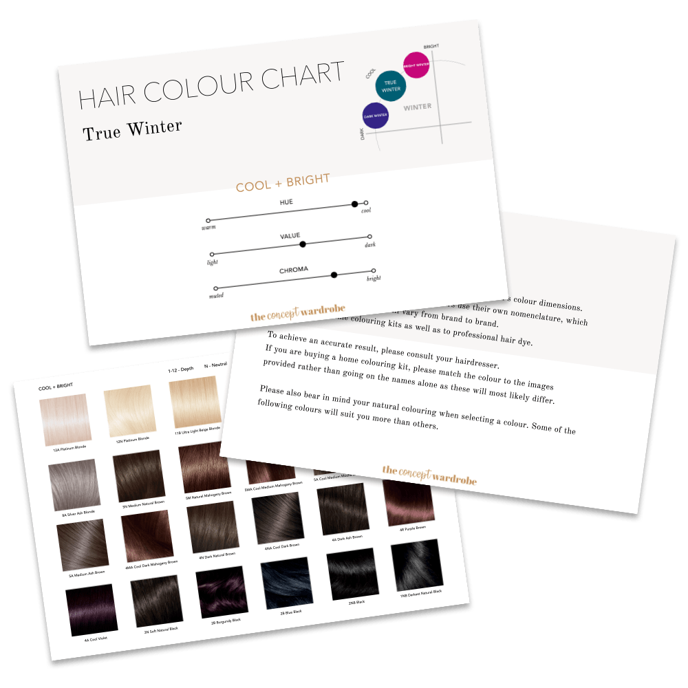 True Winter Hair Colour Chart | the concept wardrobe