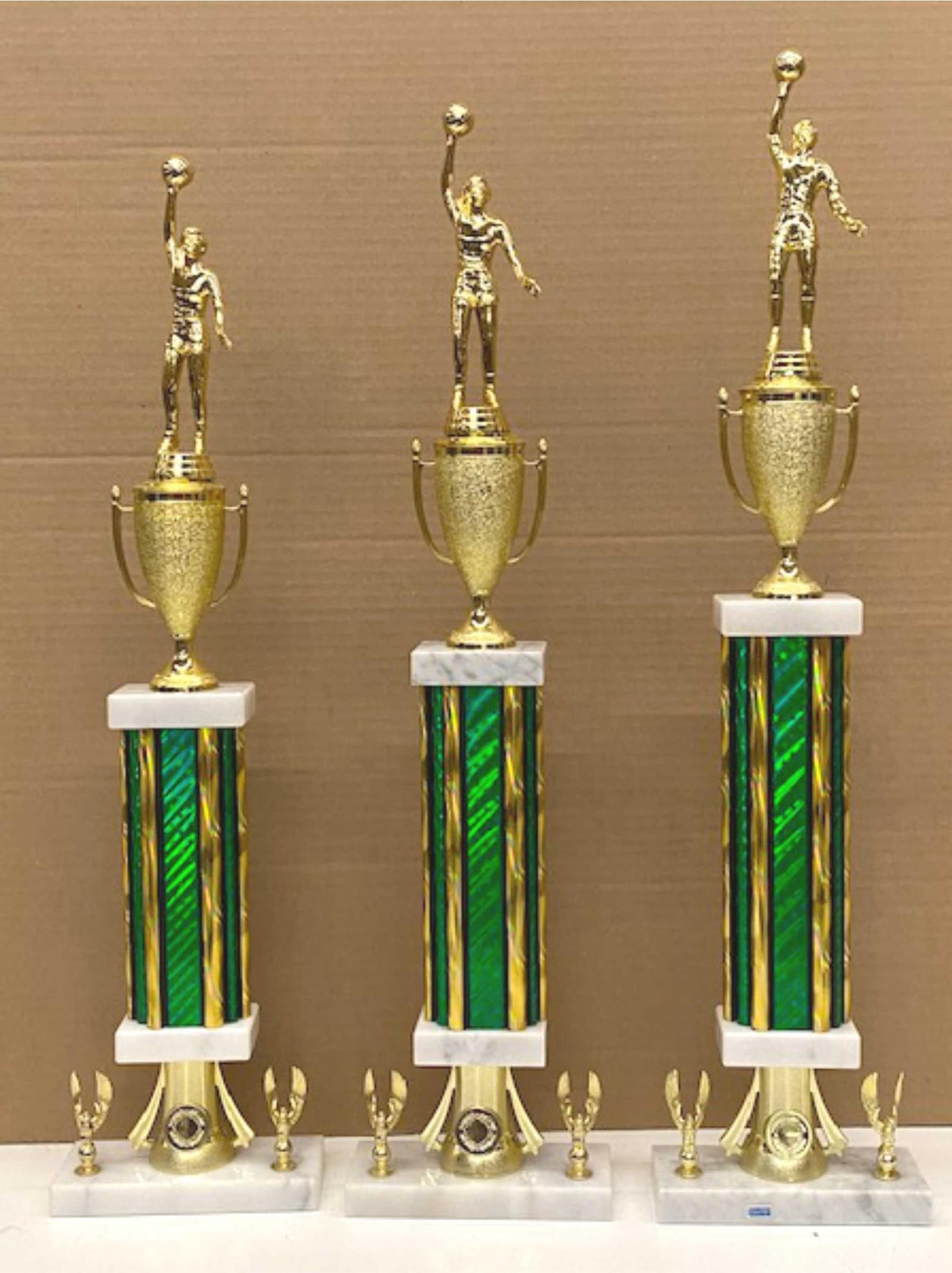 Single Rectagular Column Trophy with Cup and 2 Side Ornaments | Mineola ...