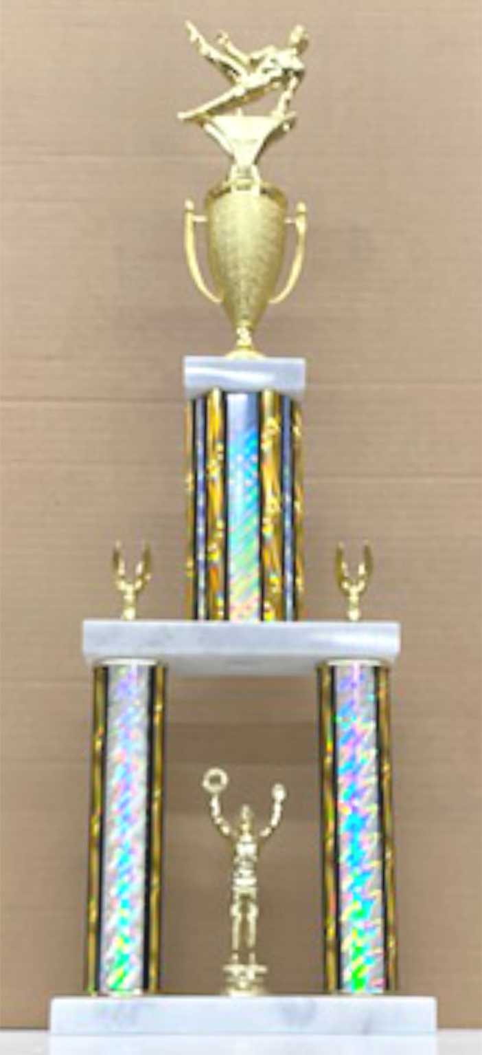 Double Round and Single Column Trophy with Cup | Mineola Trophy