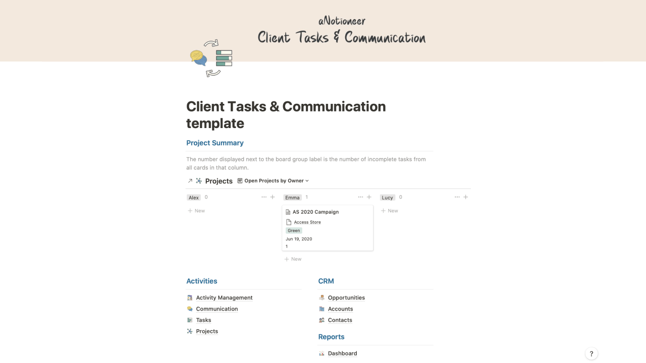 Client Tasks & Communication Manager | Notion Everything