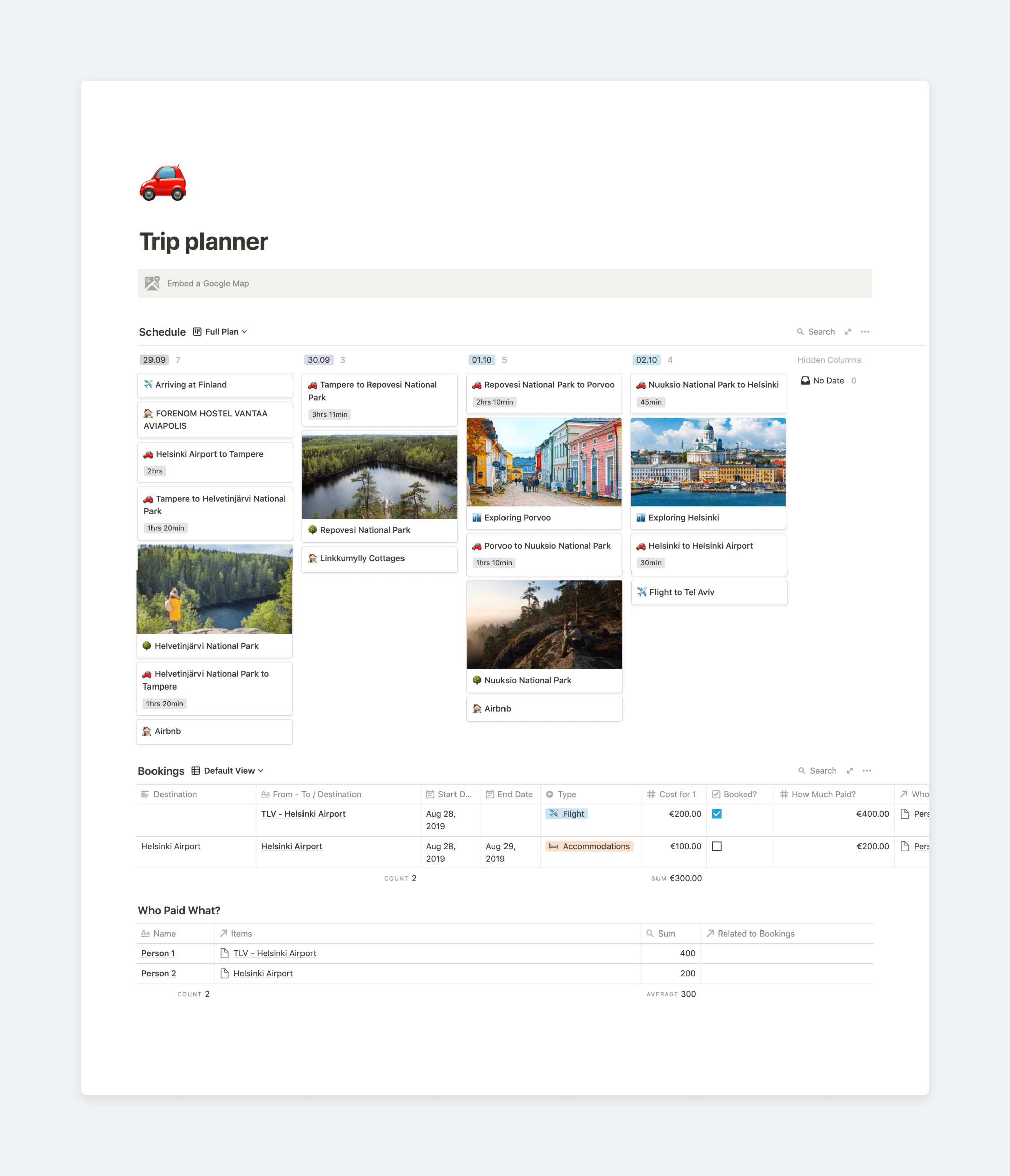 Notion Travel Planner Template