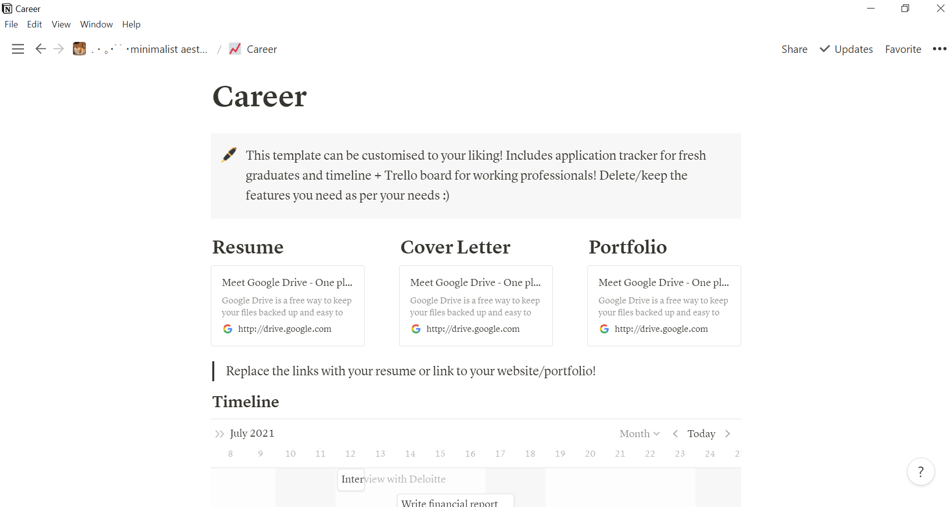 minimalist aesthetic dashboard | Notion Everything