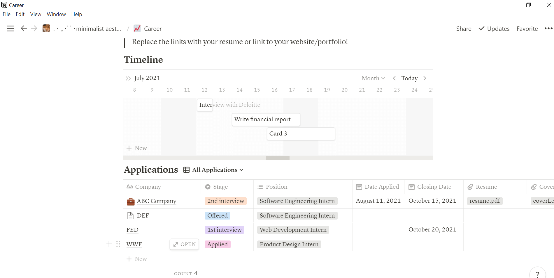 minimalist aesthetic dashboard | Notion Everything