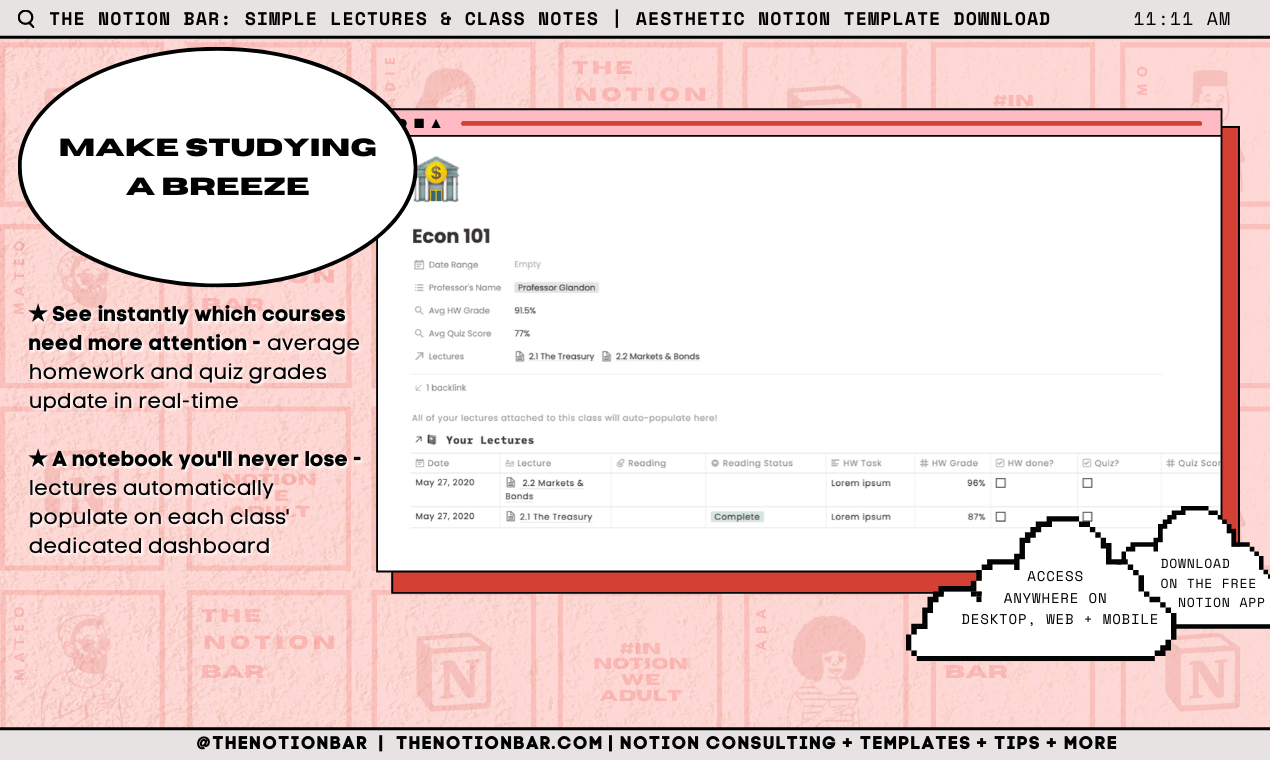 Simple College/University Student Dashboard - Lectures & Class Notes ...