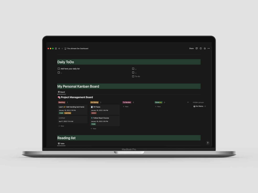 The ultimate Developer Template | Notion Everything