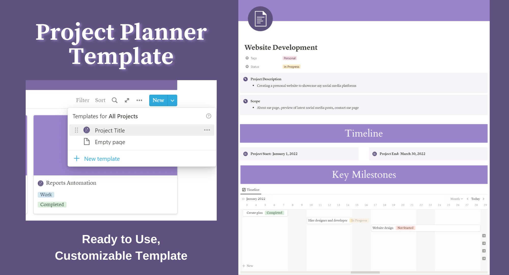 Project Management/Project Planner Notion Dashboard | Notion Everything