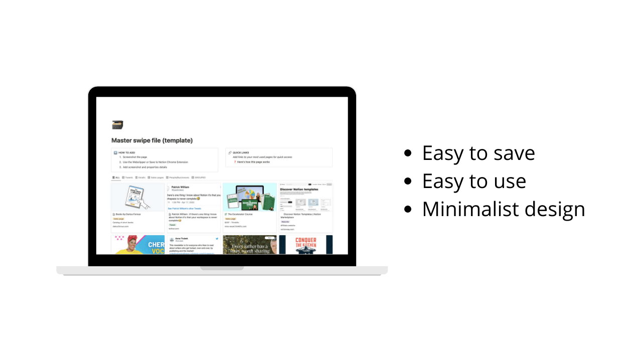 MASTER SWIPE FILE - A Notion template for creators who need inspiration | Notion Everything