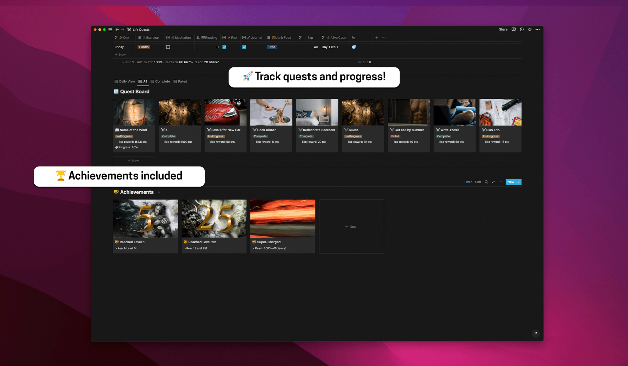 Life Quests for Notion: Gamify Productivity | Notion Everything