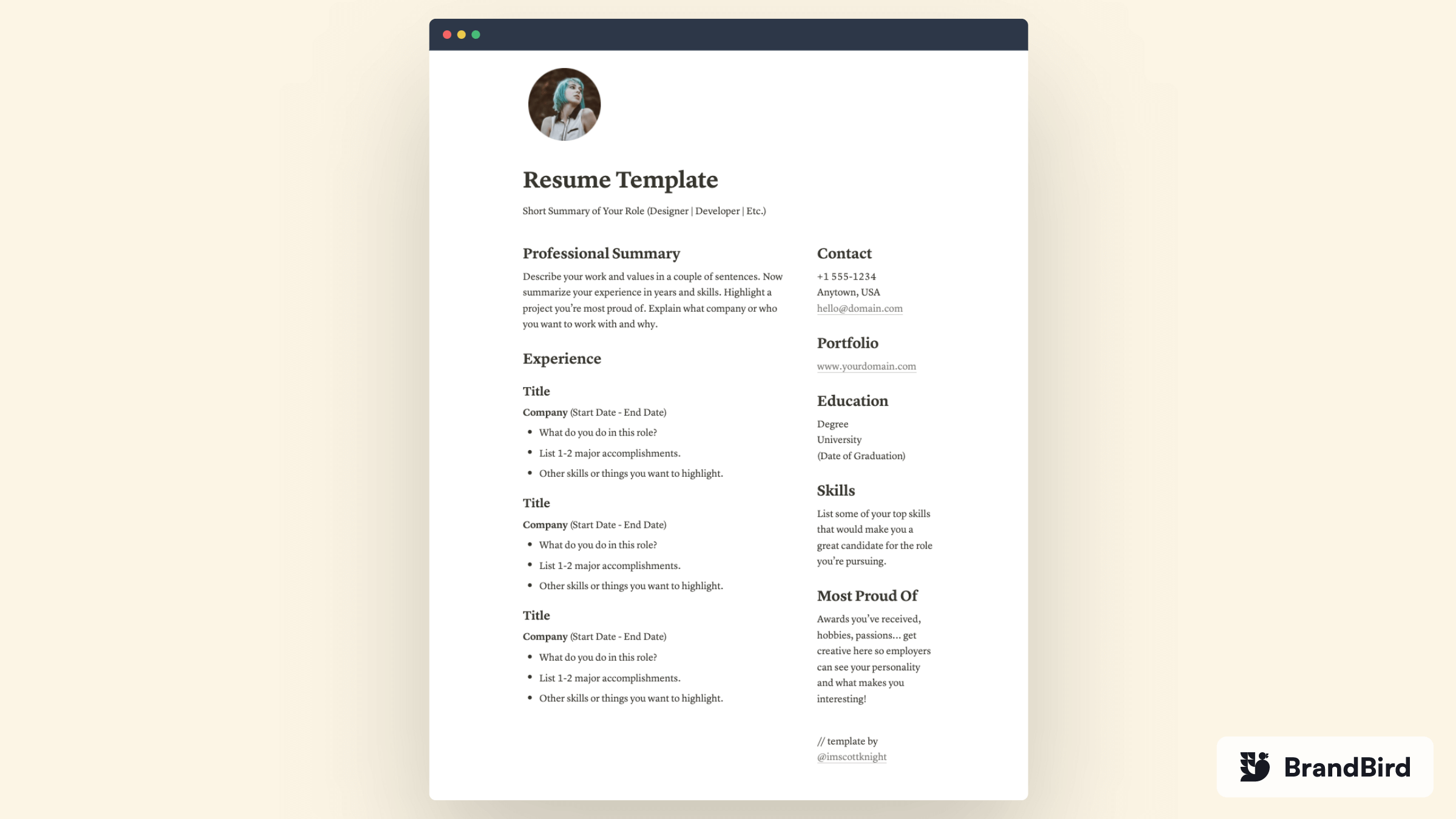 Professional Resume Template | Notion Everything