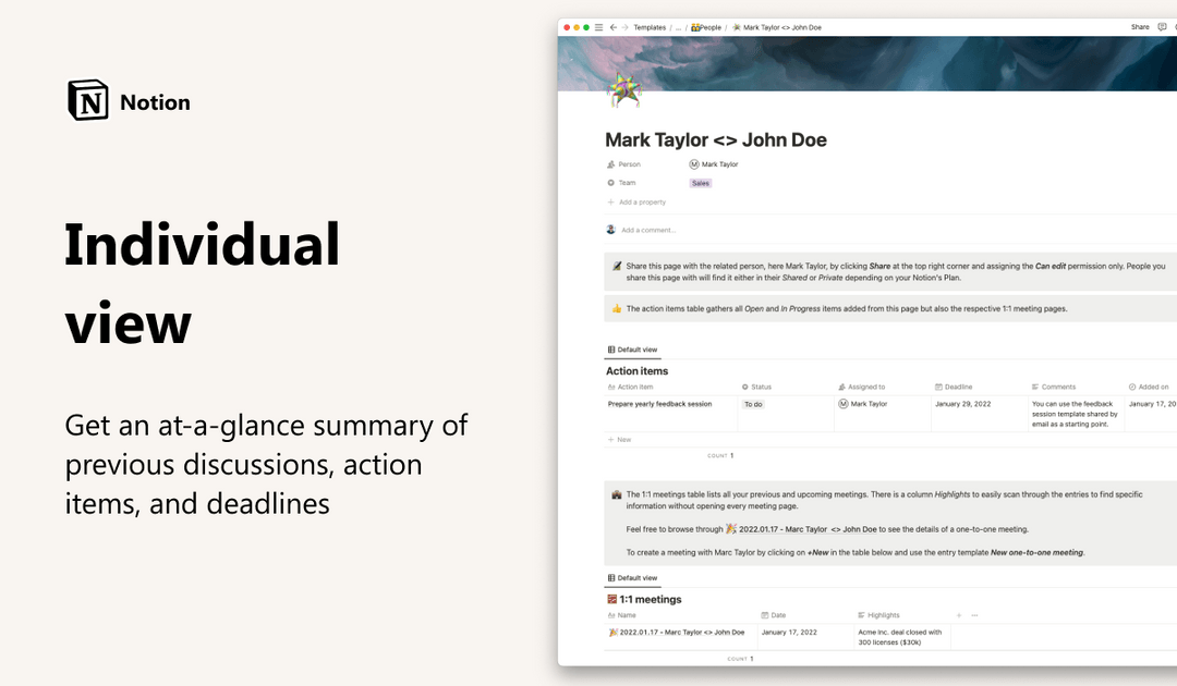 One-on-One meetings | Notion Everything