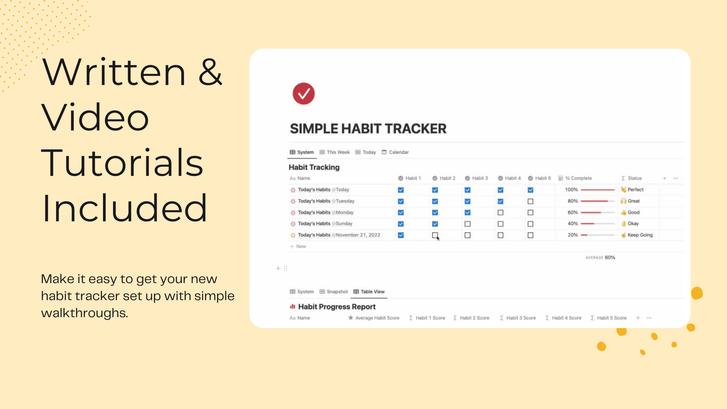 Automated Simple Habit Tracker | Notion Everything