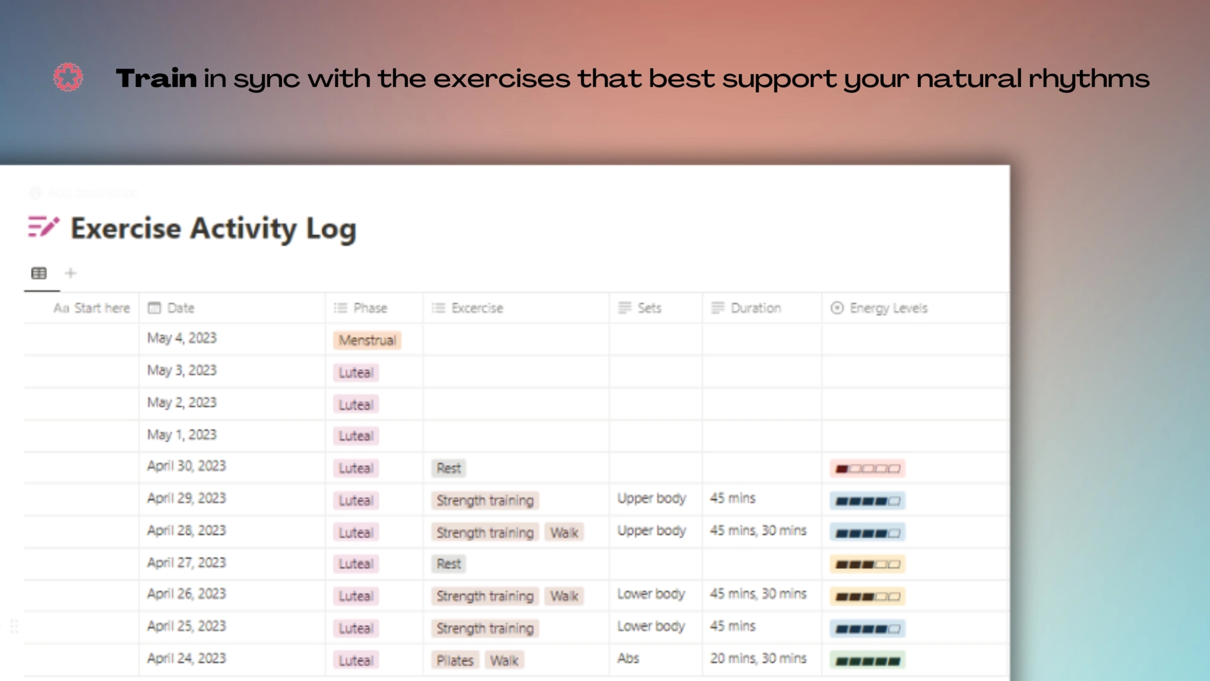 Cycle Syncing Fitness Tracker - Train in Tune with Your Natural Rhythms | Notion Everything