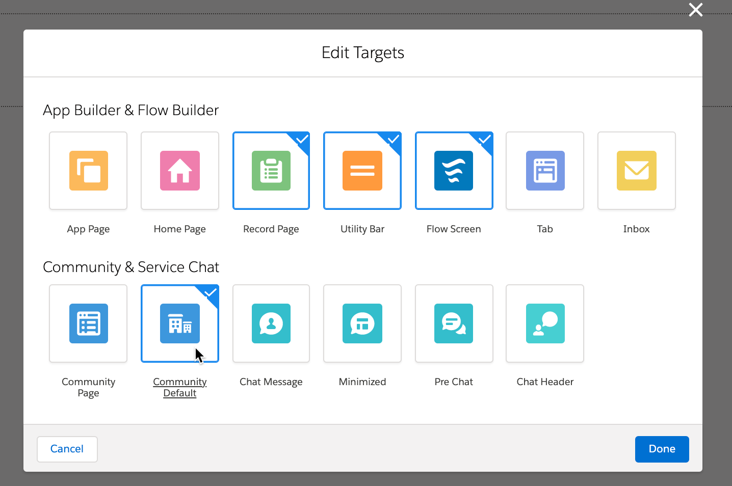 Choosing Metadata targets