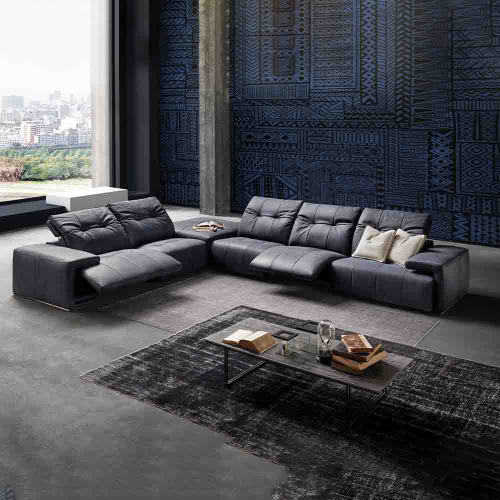 Leather, Modern and Contemporary Rossini Sofa Set by Rossini in IOTA Furniture