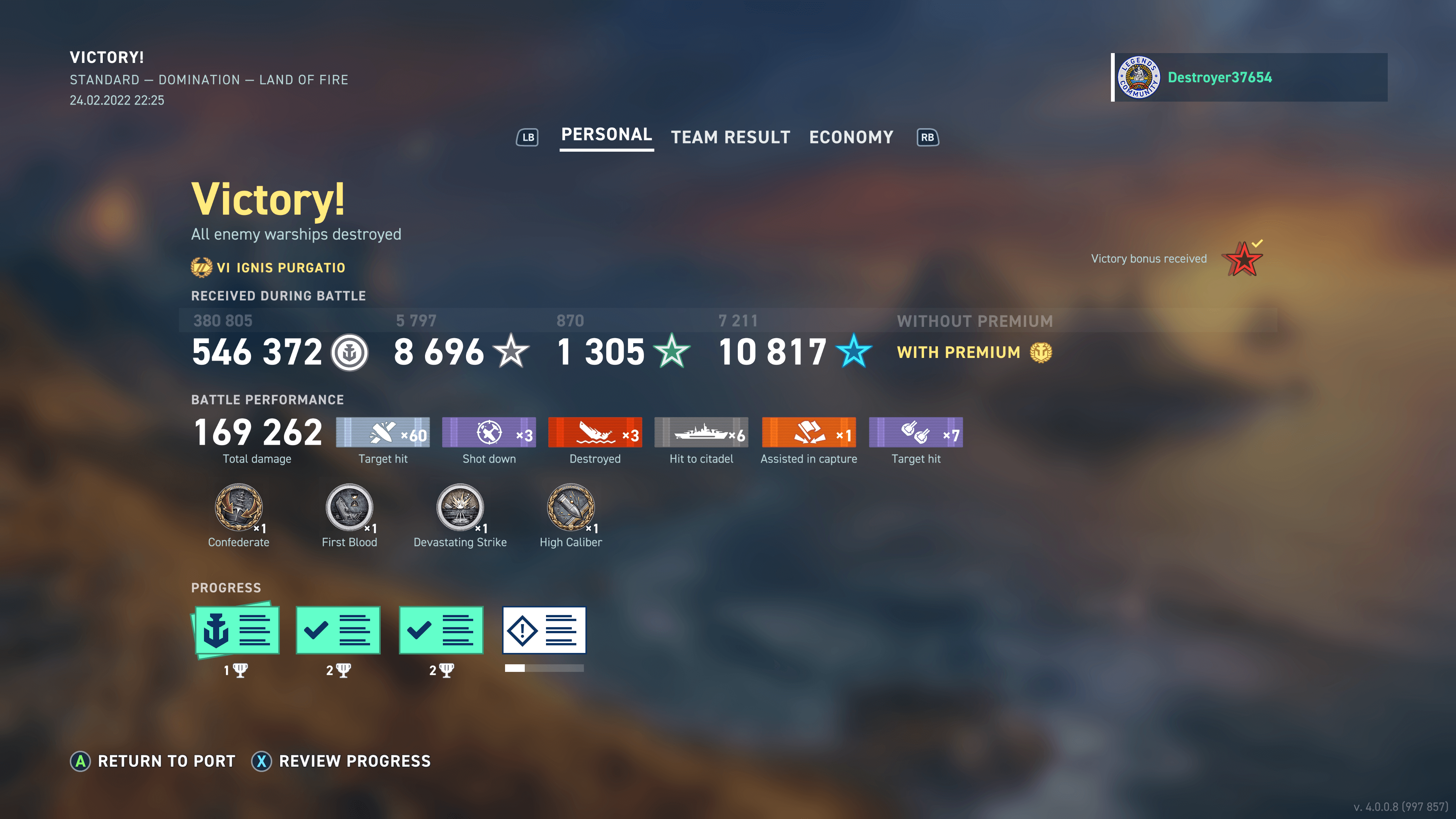 Ignis Purgato – WoWS: Legends – Stats + Builds – Tier VI Battleship