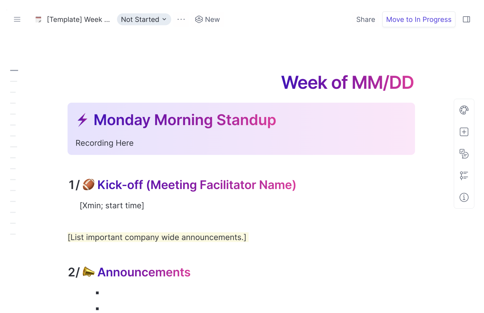 Almanac Template: Company Handbook Process