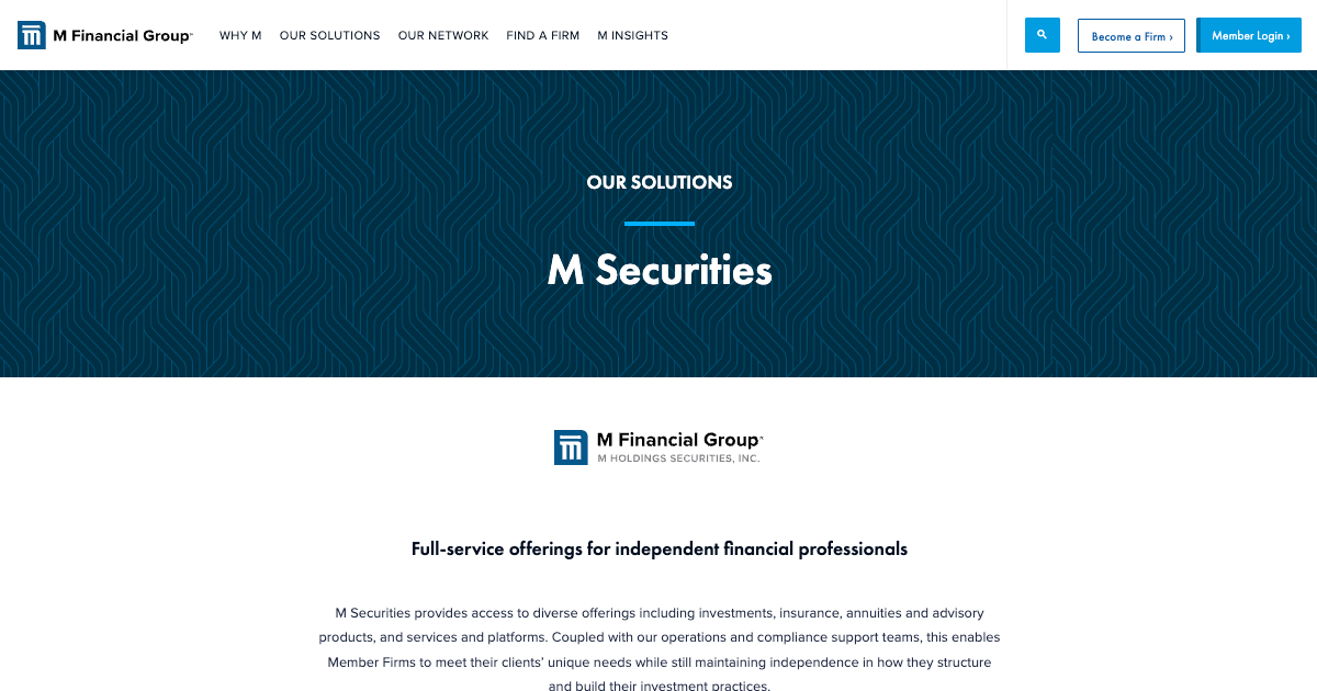 M Securities Offers a Broad Array of Investment Solutions