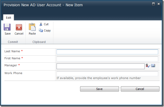 Enable HR to Create a new User Account in Active Directory with Nintex Workflow 2010